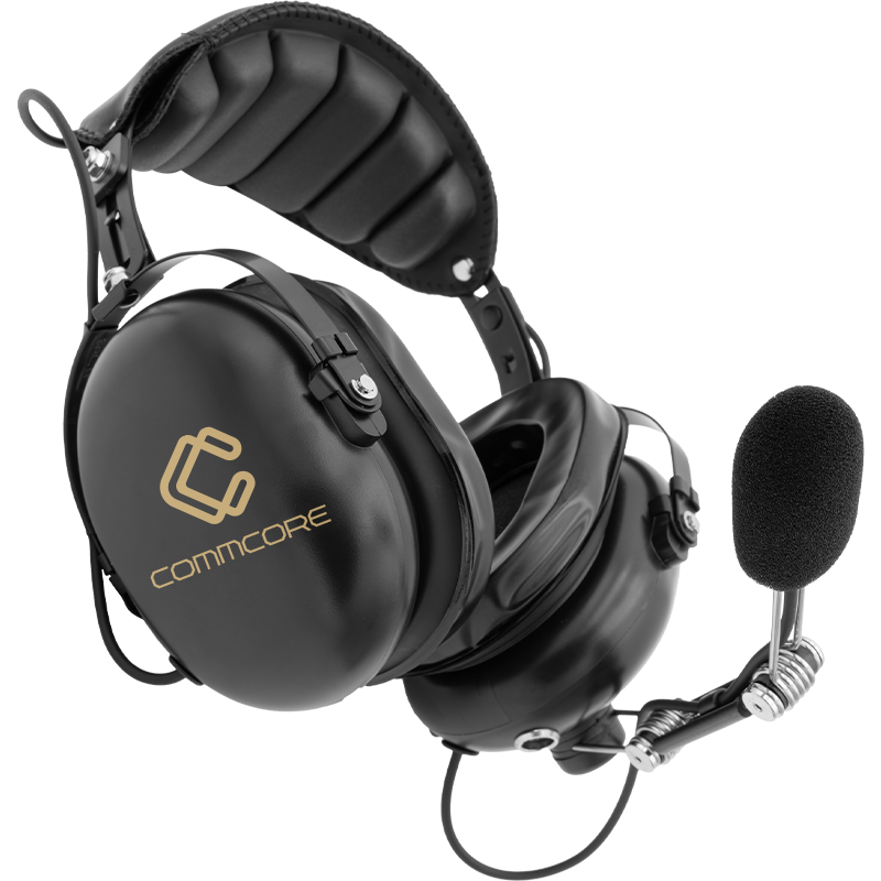 Behind the Head Dual Muff Headset with Push-To-Talk - Black | National 2Way