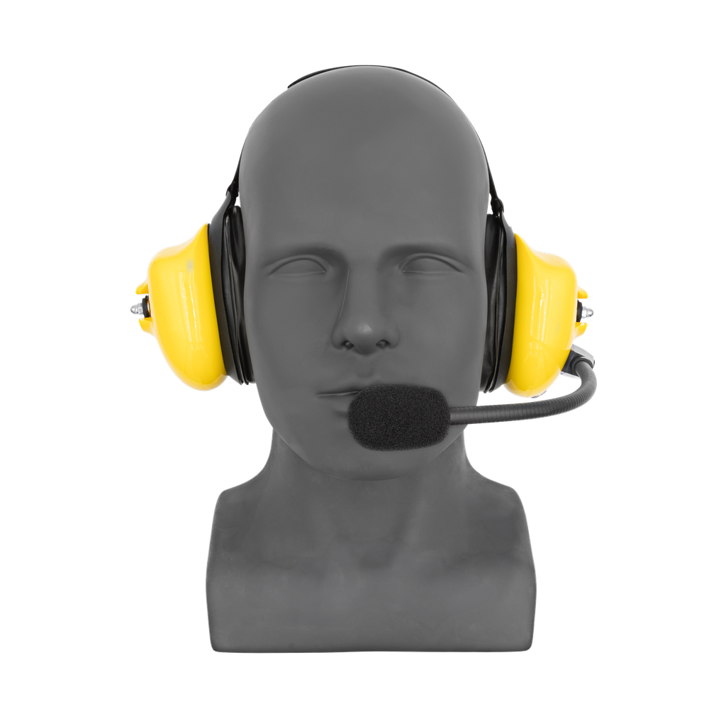 Behind the Head Dual Muff Headset with PTT on Cable - Yellow | National ...